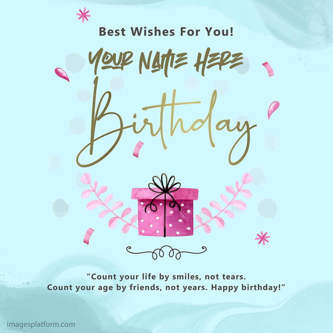 Cute Birthday Gift Wish Card With Name Free Edit
