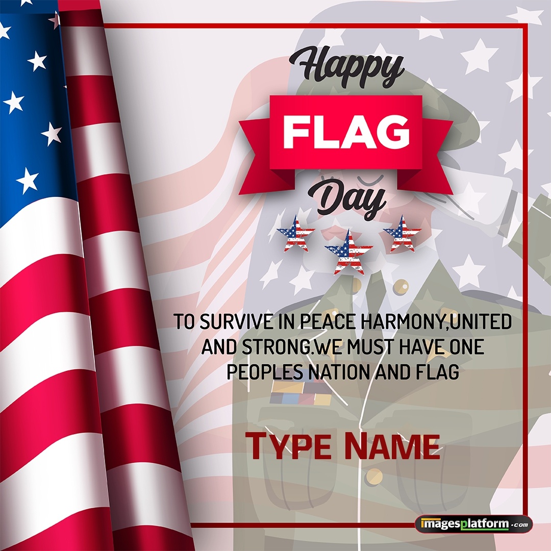 Happy Flag Day Quotes And Wish Card With Name