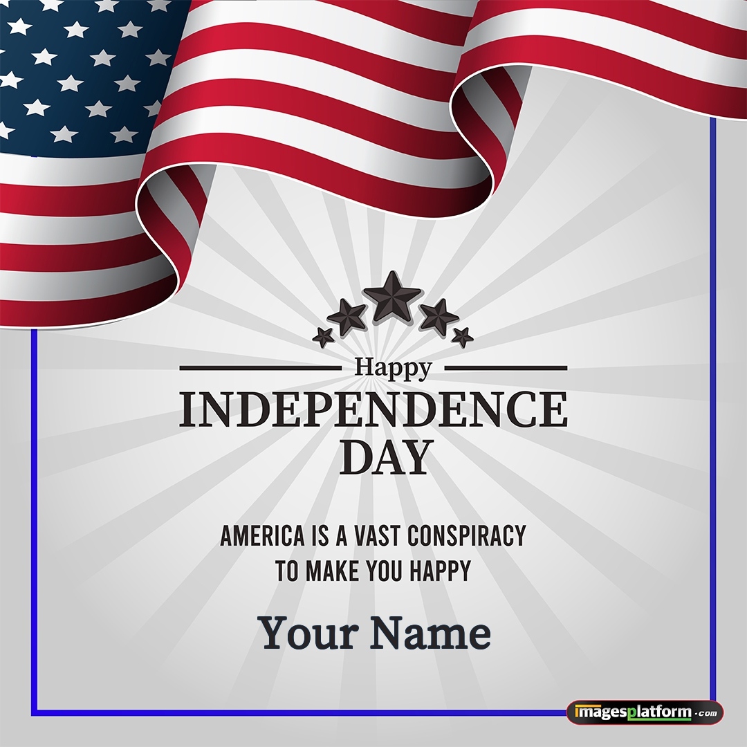 America Independence Day Greeting Card With Name